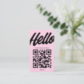 MODERN HELLO LOGO PROFESSIONAL QR PINK BUSINESS CARD | Zazzle