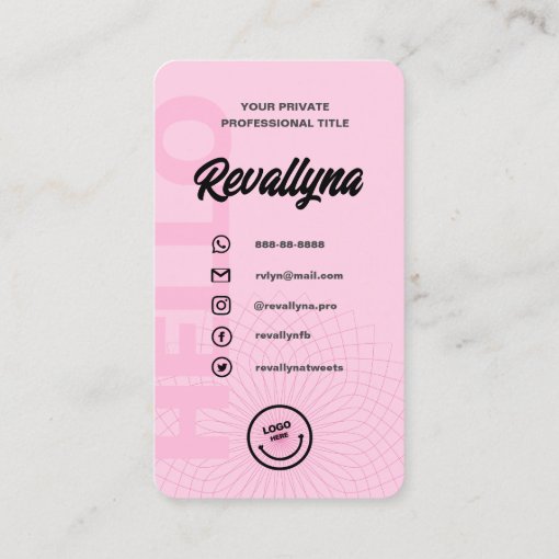 MODERN HELLO LOGO PROFESSIONAL QR PINK BUSINESS CARD | Zazzle