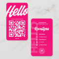 MODERN HELLO QR CODE HOT PINK BUSINESS CARD | Zazzle