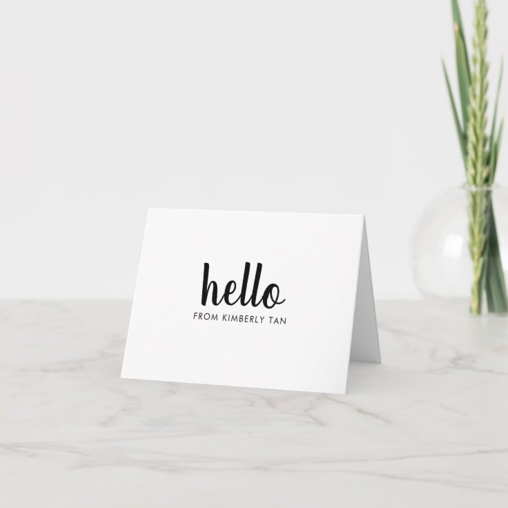 Modern Hello Simple Bold Script Typography Name Note Card | Zazzle