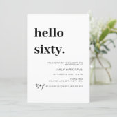 Modern Hello Sixty 60th Birthday Party Invitation | Zazzle