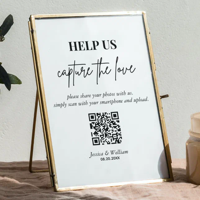 Modern Help us Capture The Love Qr Code Sign | Zazzle