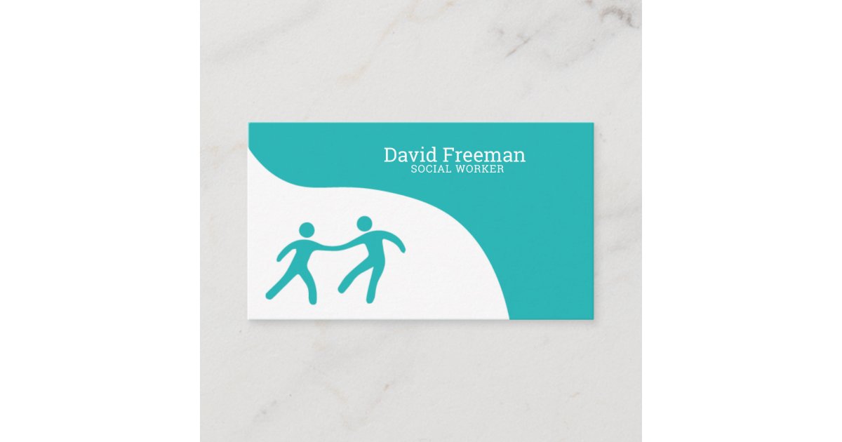 Modern Help White and Blue Social Work Business Card | Zazzle