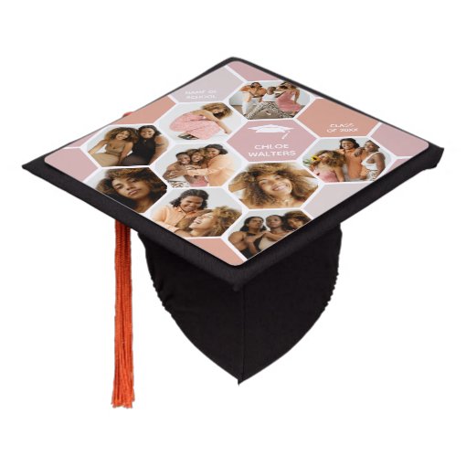 Modern Hexagon Photo Collage Graduate Graduation Cap Topper | Zazzle