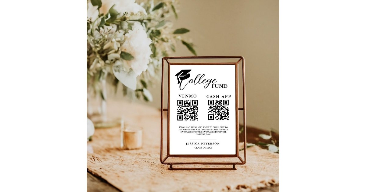 Modern High School Graduation Colleg fund QR code Poster | Zazzle