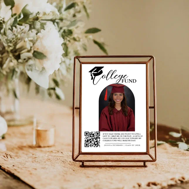 Modern High School Graduation Colleg fund QR code Poster | Zazzle