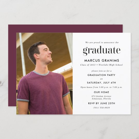 Modern High School Guy Graduation Photo Invitation | Zazzle.com