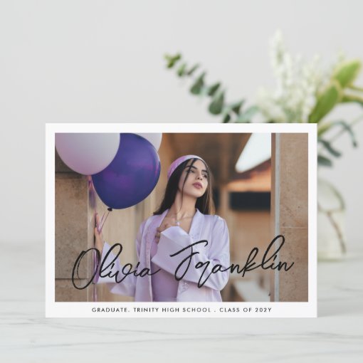 Modern High School Text Photo Graduation Party Invitation | Zazzle