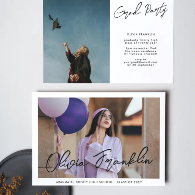 Modern High School Text Photo Graduation Party Invitation | Zazzle