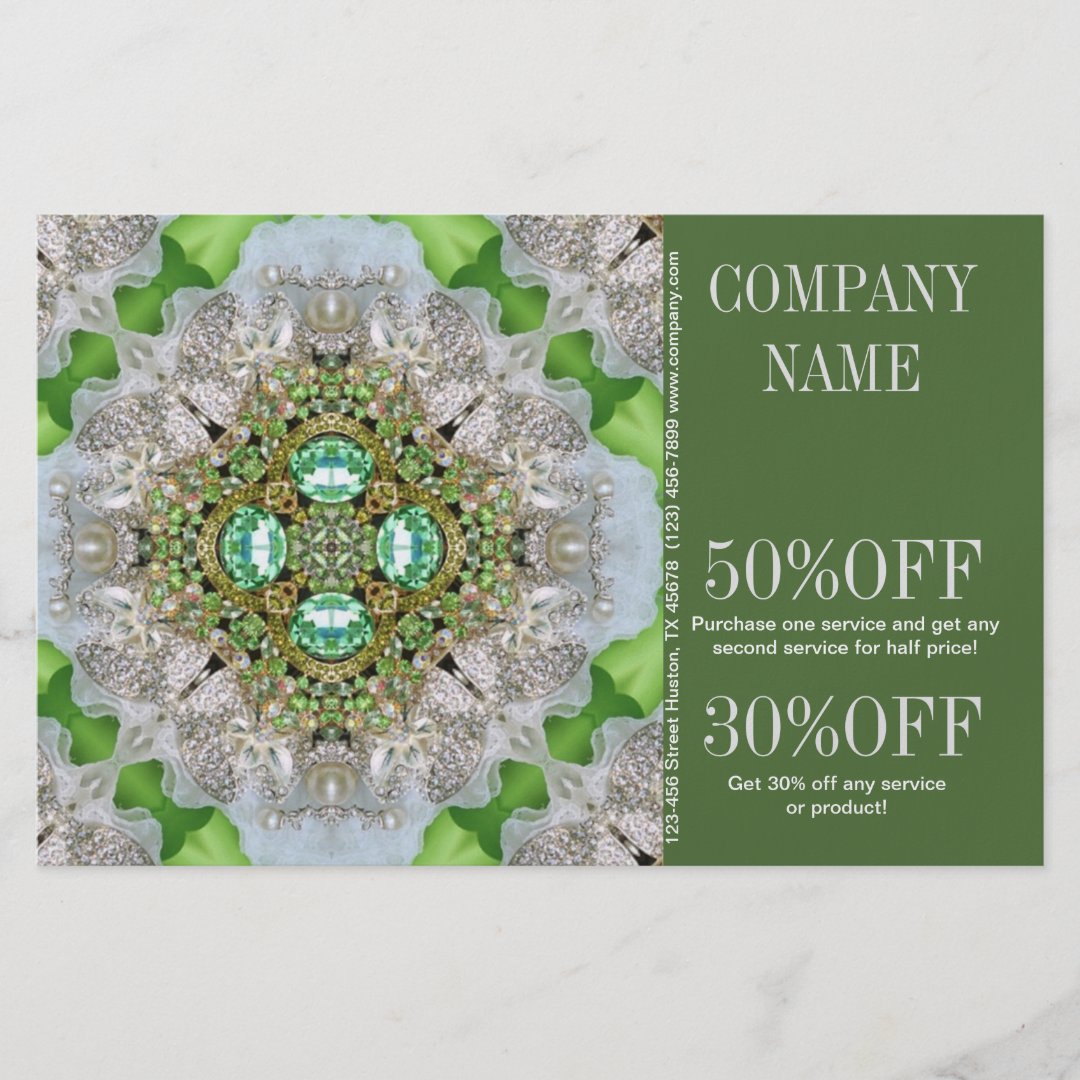 modern hip green diamond sparkles fashion girly flyer | Zazzle