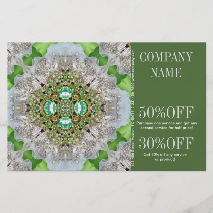 modern hip green diamond sparkles fashion girly flyer | Zazzle