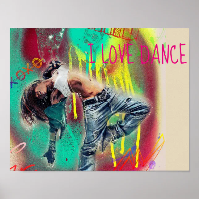 Modern hip hop dancer teenage girl room poster | Zazzle