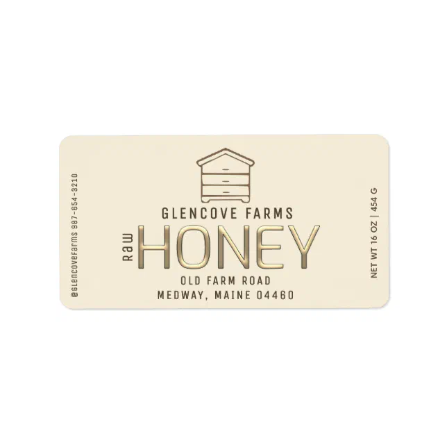 Modern Hive Beekeeper Apiary Embossed Raw Honey Label | Zazzle
