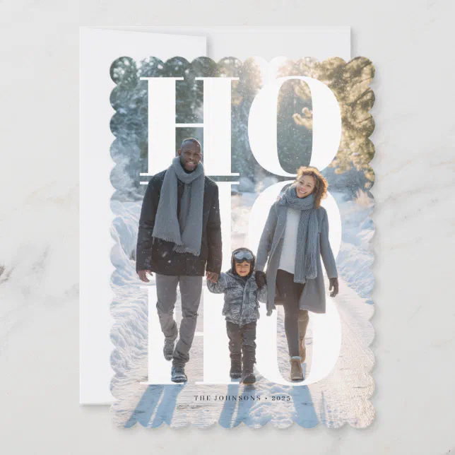 Modern HO HO HO Holiday Photo Card | Zazzle