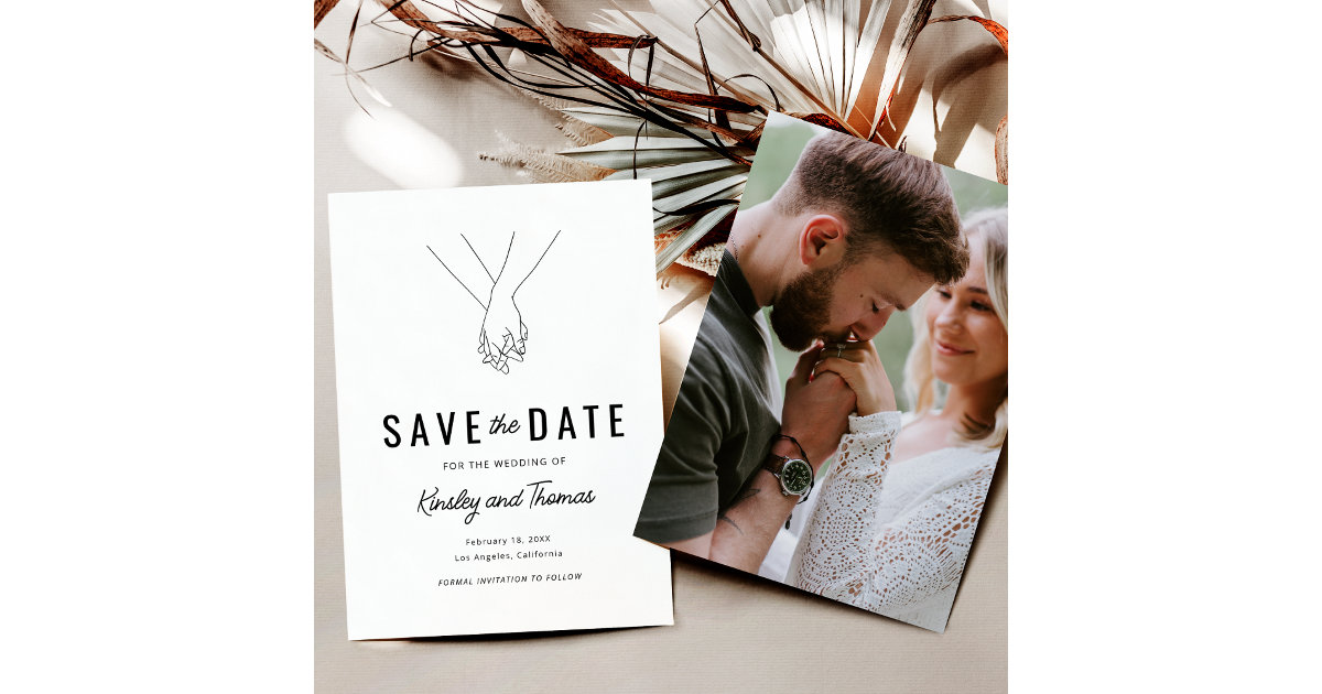 Modern Holding Hands Photo Save The Date | Zazzle