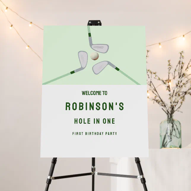 Modern Hole in One Par-tee golf Birthday Foam Board | Zazzle