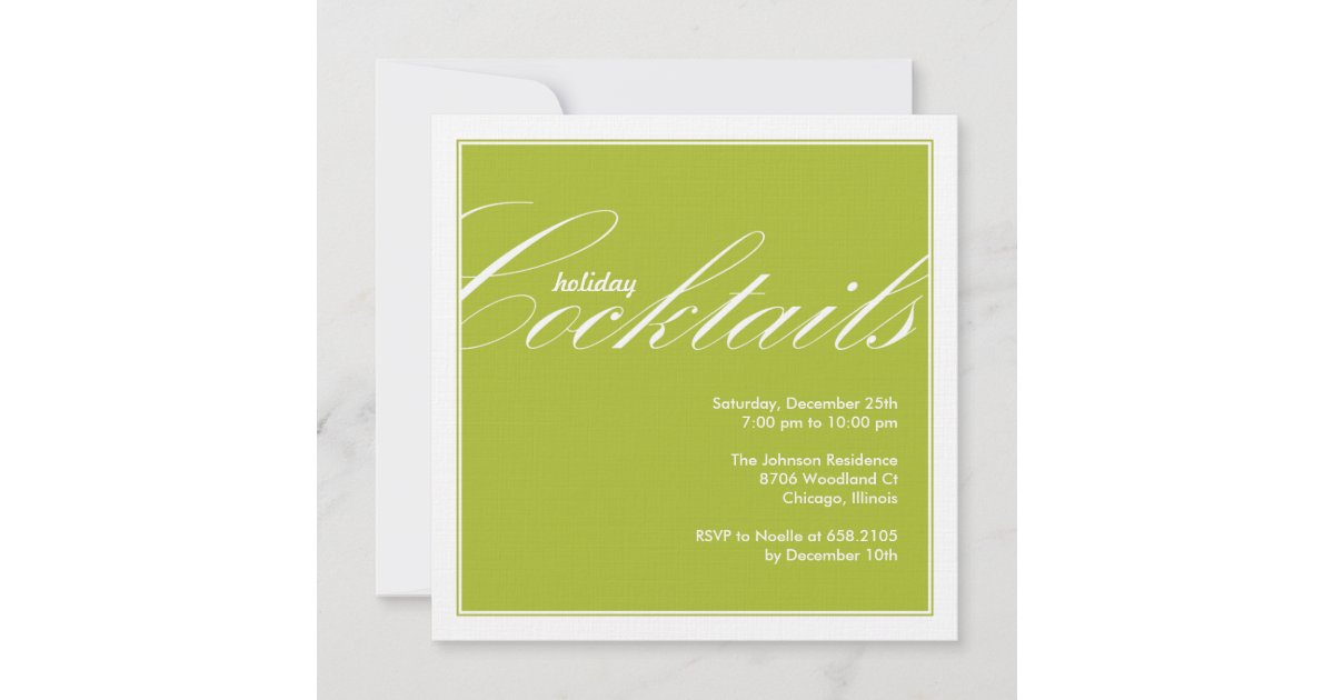 Modern Holiday Cocktail Party Invitation - Lime | Zazzle