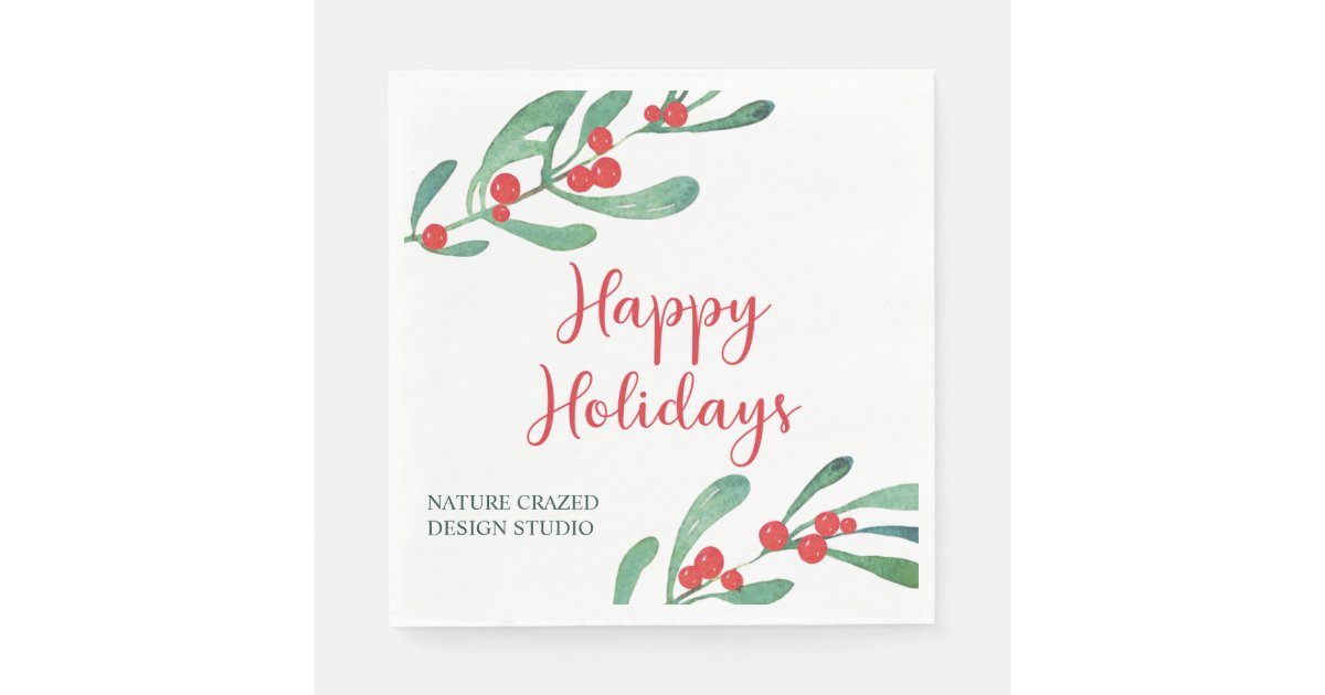 Modern Holly Company Holiday Party Napkins | Zazzle