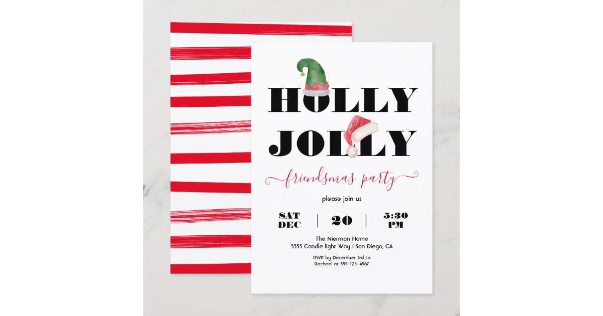 Modern Holly Jolly Friendsmas Christmas Party Invitation | Zazzle