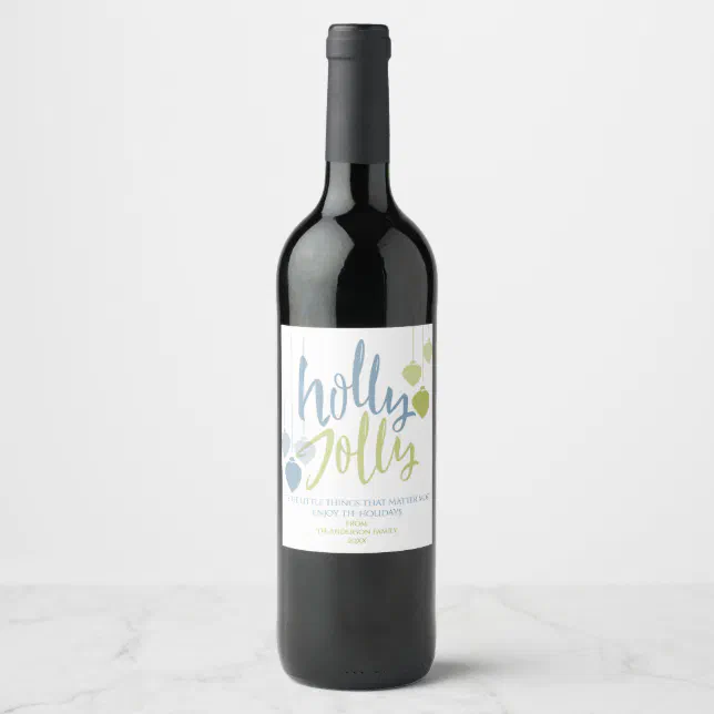 Modern Holly Jolly Minimalist Corporate Wine Label | Zazzle