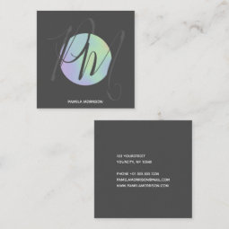 Modern Holographic Circle Monogram - Business Card | Zazzle