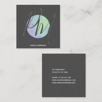 Modern Holographic Circle Monogram - Business Card | Zazzle
