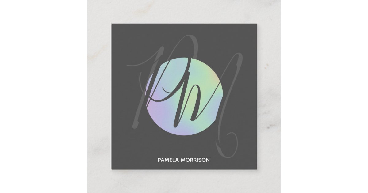 Modern Holographic Circle Monogram - Business Card | Zazzle