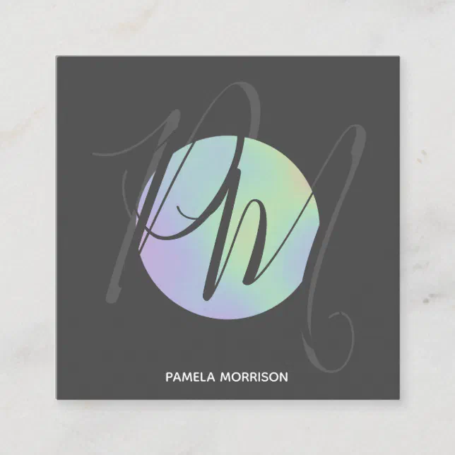 Modern Holographic Circle Monogram - Business Card | Zazzle