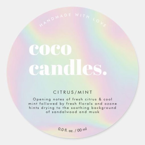 Modern Holographic-inspired Gradient Candle Label | Zazzle