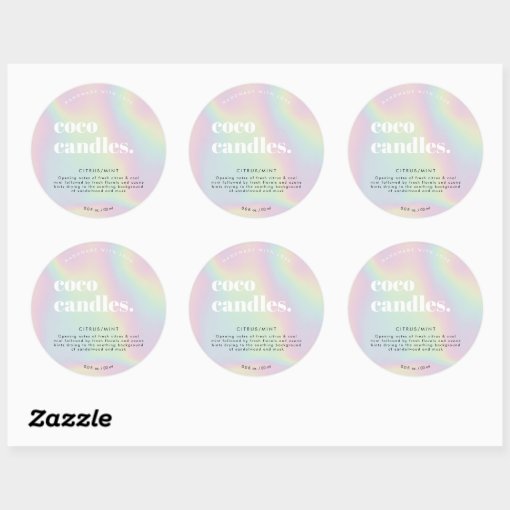 Modern Holographic-inspired Gradient Candle Label | Zazzle