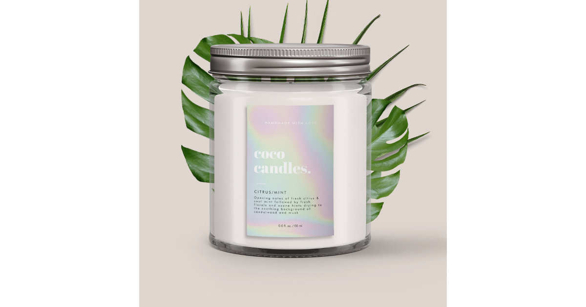 Modern Holographic-inspired Gradient Candle Label | Zazzle