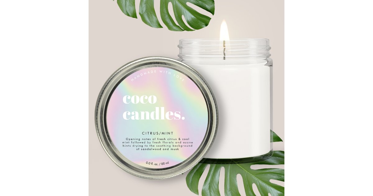 Modern Holographic-inspired Gradient Candle Label | Zazzle