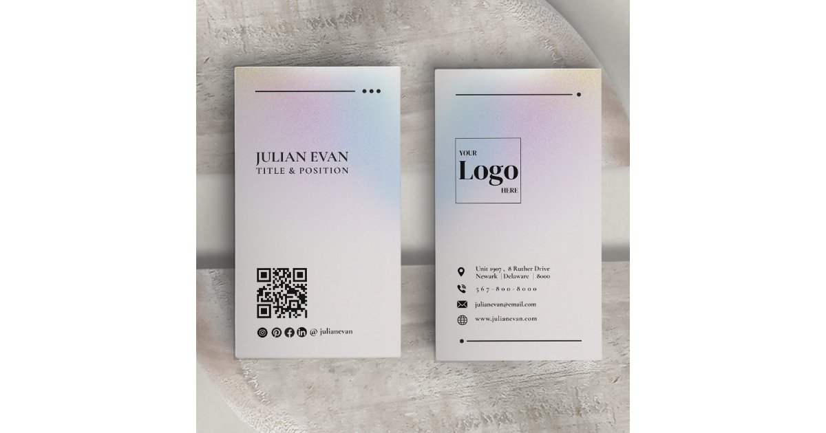 Modern Holographic LinkedIn QR Code Minimalist Business Card | Zazzle
