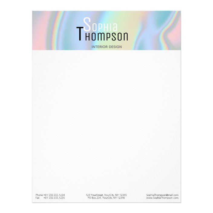 Modern Holographic Liquid Marble Letterhead | Zazzle.com