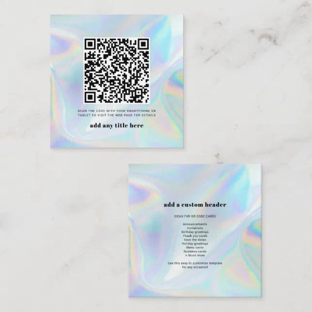 Modern Holographic QR Code Any Occasion Note Card | Zazzle