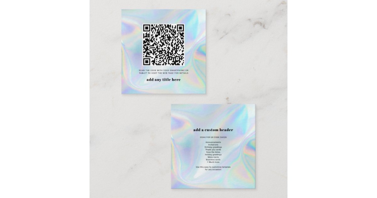 Modern Holographic QR Code Any Occasion Note Card | Zazzle