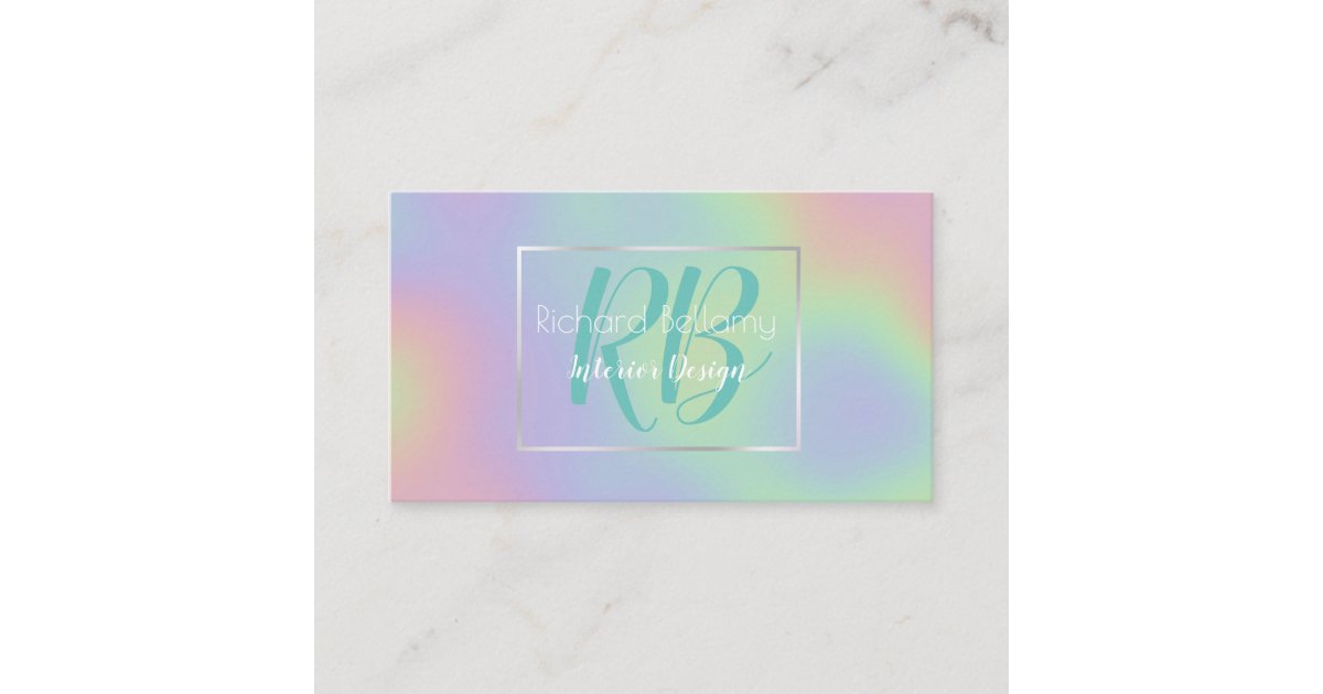 Modern Holographic Rainbow Metal - Business Card | Zazzle