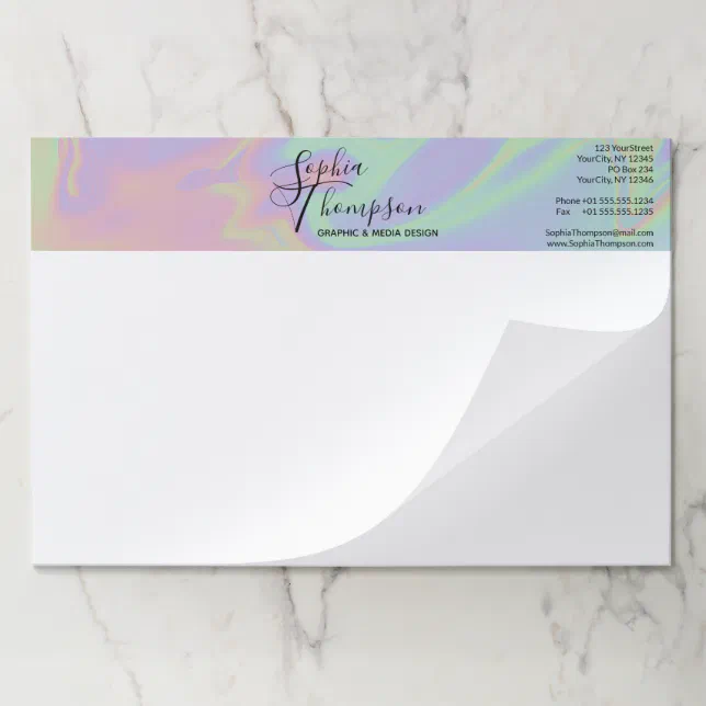 Modern Holographic Rainbow Pastel Script Paper Pad | Zazzle