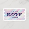 Modern Holographic Retro Logo Refer A Friend Referral Card | Zazzle