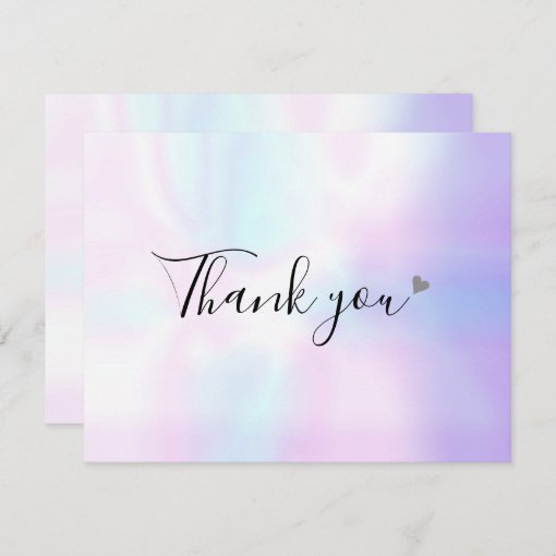 Modern Holographic Script Business Thank You Card | Zazzle
