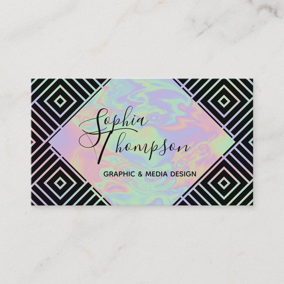Modern Holographic Symmetric Pattern Business Card | Zazzle