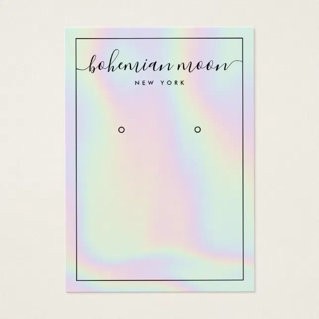 Modern holographic unicorn script earring display | Zazzle