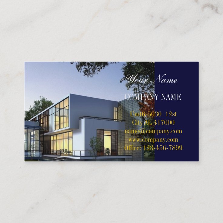 Modern home Construction builder Real Estate Business Card | Zazzle