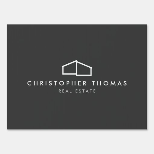 Modern Home Logo Real Estate, Realtor Dark Gray Sign | Zazzle