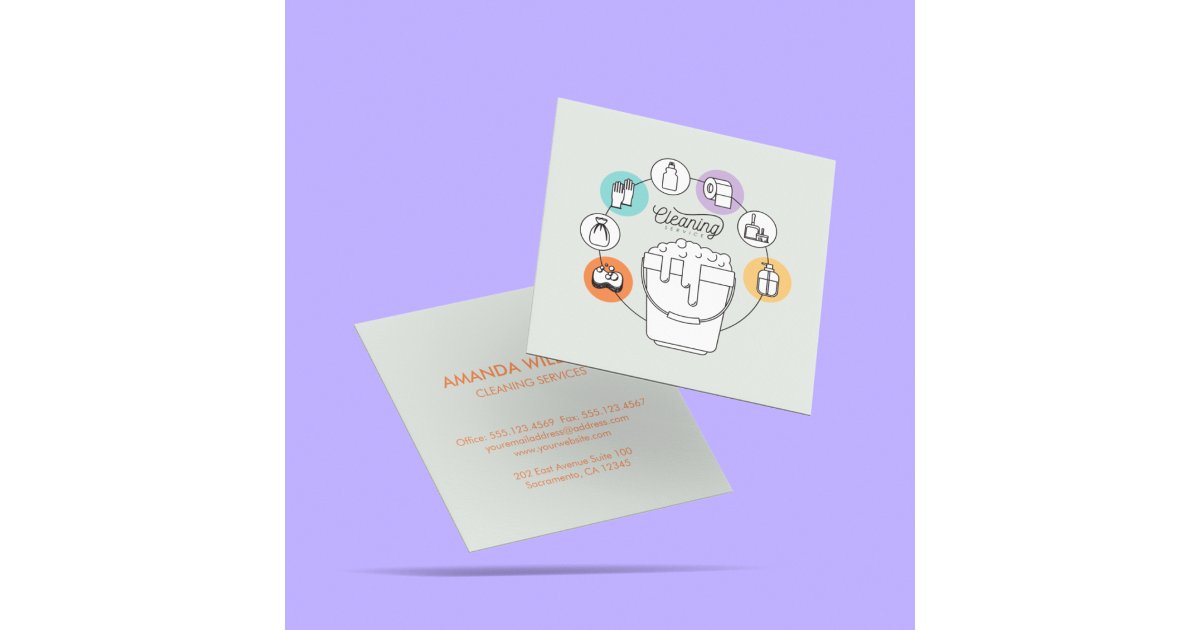 Modern Home Office Cleaning House Service Square Business Card | Zazzle