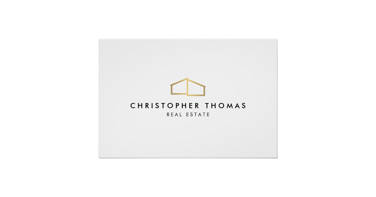 Modern Home Realtor Gold Logo Download Poster | Zazzle
