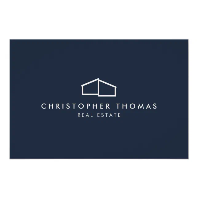 Modern Home Realtor Navy Blue Logo Download Poster | Zazzle