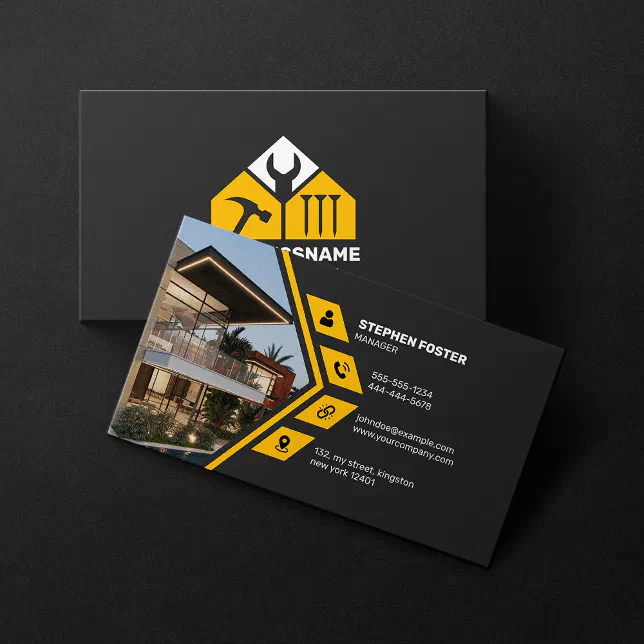 Modern Home Renovation Contractor Handyman Remodel Business Card | Zazzle