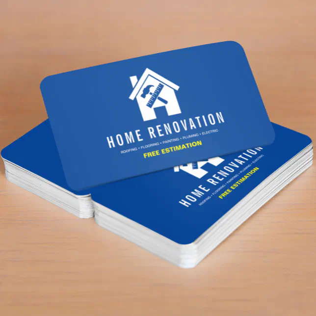 Modern Home Renovation Repair Handyman Blue Business Card | Zazzle