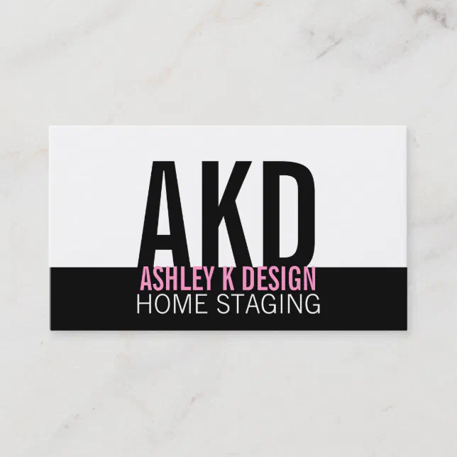 Modern Home Staging Business Card Pink Black | Zazzle